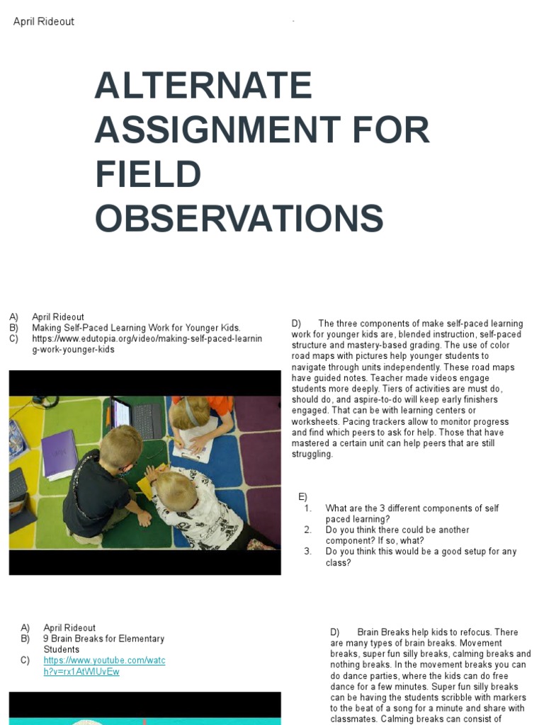 Field Observations | PDF | Mindset | Homework