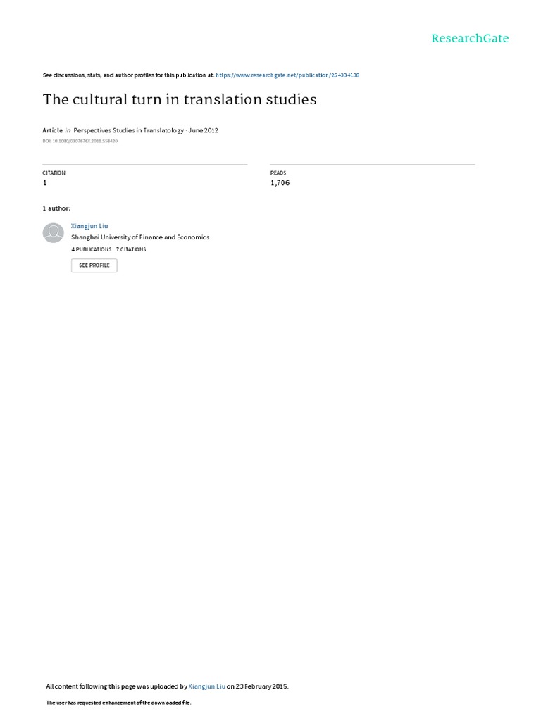 The Cultural Turn in Translation Studies | PDF | Translations ...