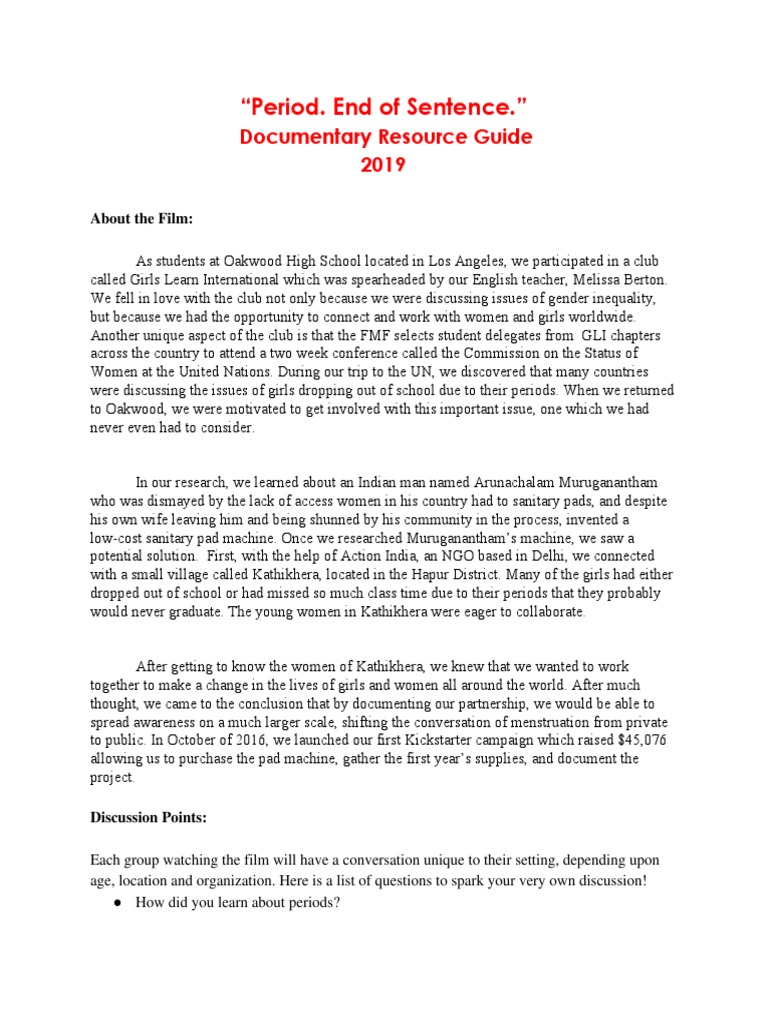 "Period. End of Sentence. Resource Guide 1 | Download Free PDF ...