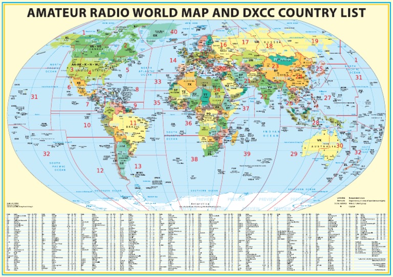 Amateur Radio World Map and DXCC Country List | PDF