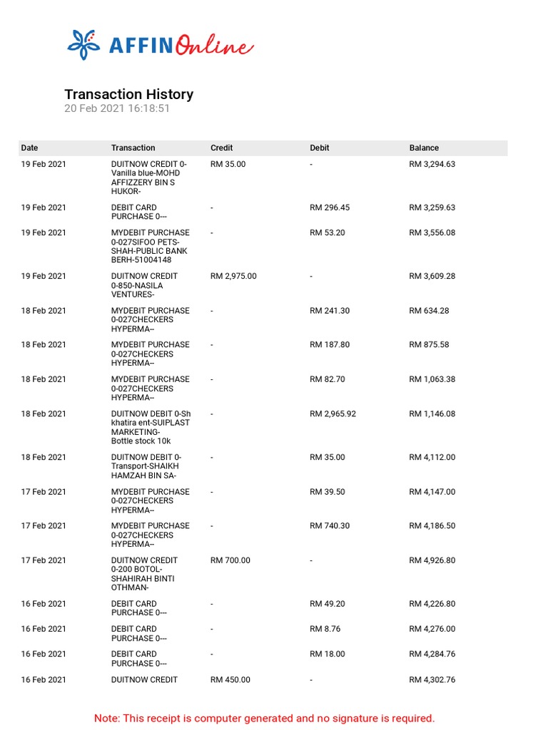 Transaction History | PDF | Debit Card | Financial Transaction