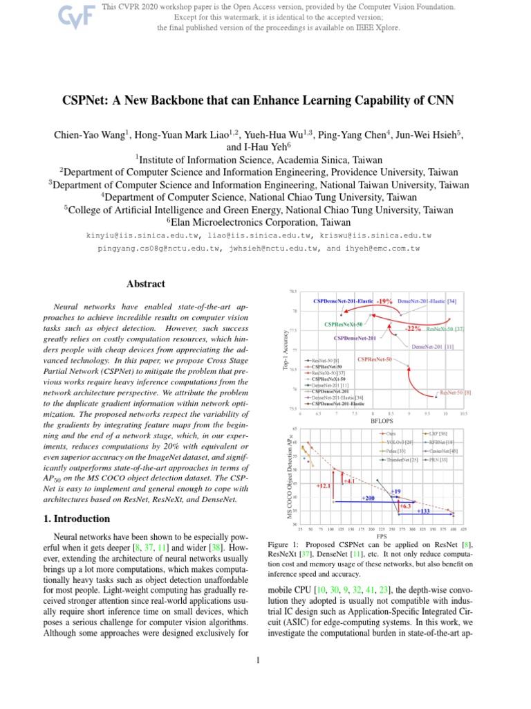 Wang CSPNet A New Backbone That Can Enhance Learning Capability of ...