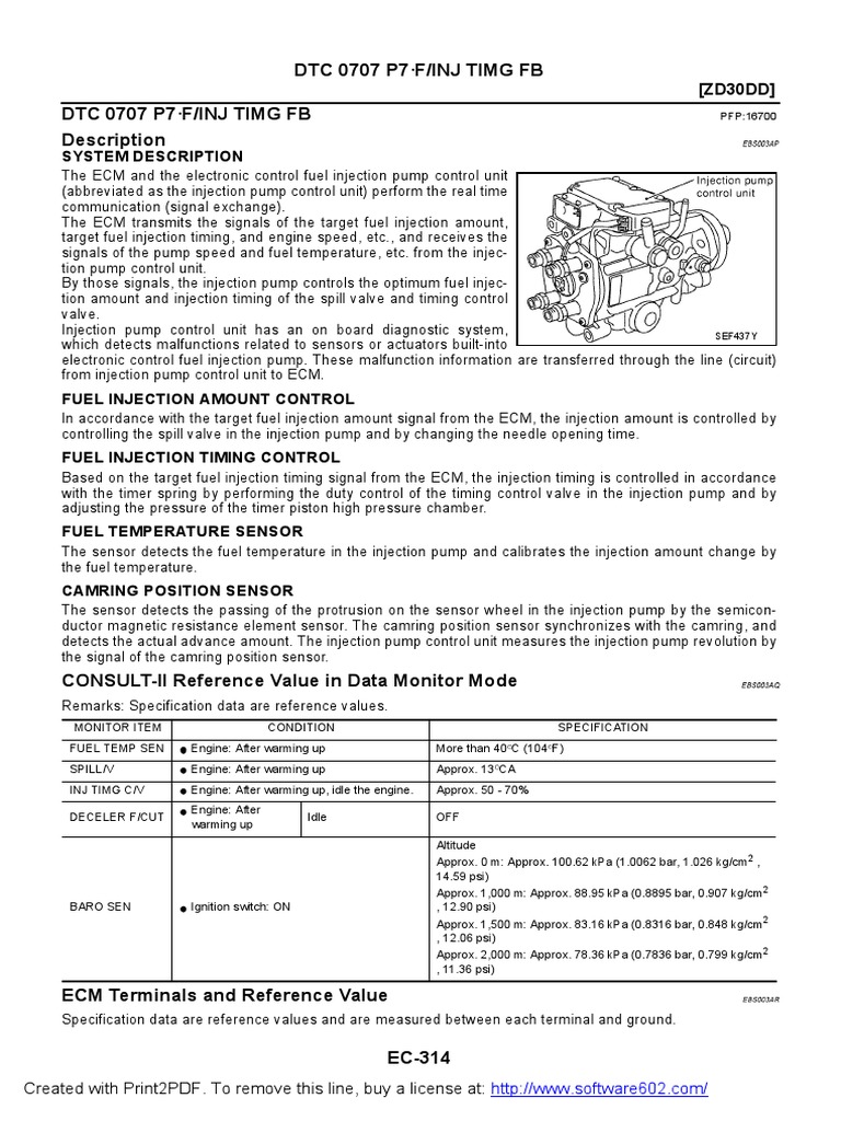 DTC 0707 P7 F/Inj Timg FB DTC 0707 P7 F/Inj Timg FB Description | PDF ...