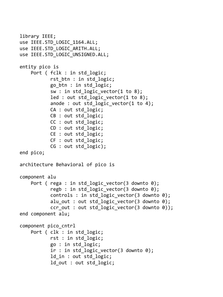 Pico VHDL | PDF | Computer Science | Systems Engineering