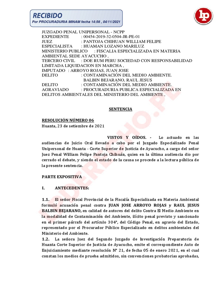 Expediente 00454 2019 LPDerecho | PDF | Evidencia (ley) | Procedimiento ...