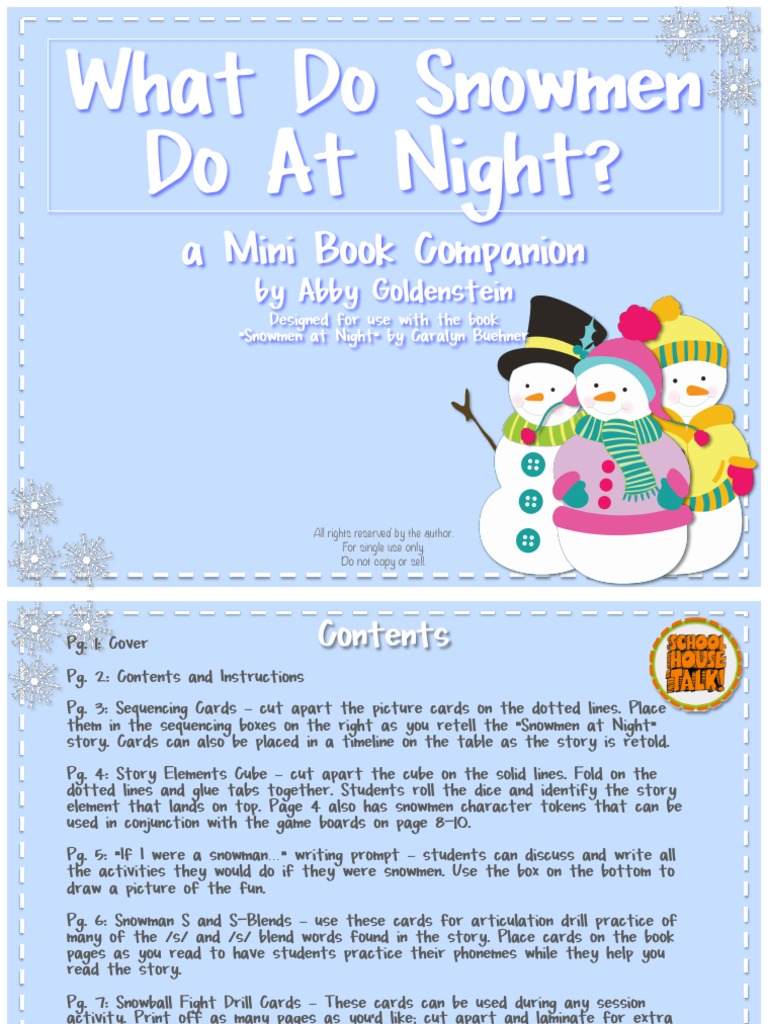 What Do Snowmen Do at Night?: A Mini Book Companion | PDF