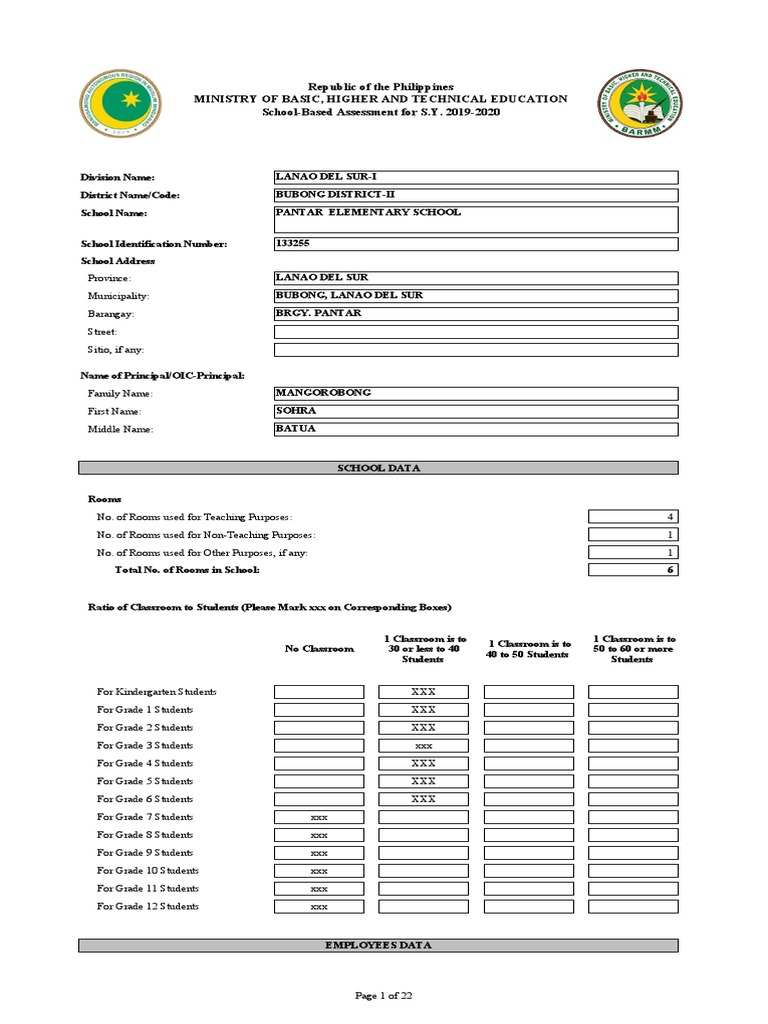 PANTAR ES #133255 - School-Based-Assessment | PDF | Teachers | Schools