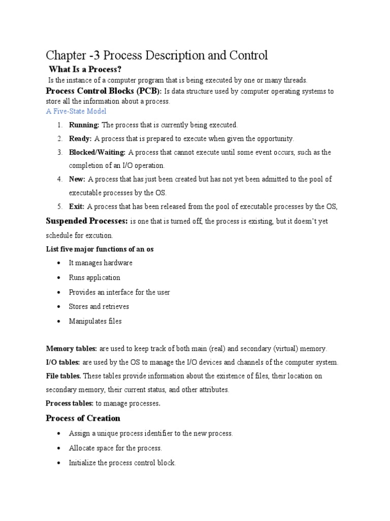 Chapter 3-Process Description and Control | PDF | Process (Computing) | Operating System
