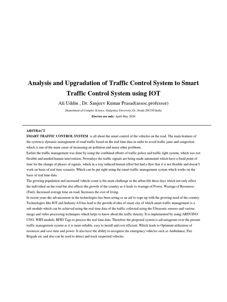 Analysis and Upgradation of Traffic Control System To Smart Traffic ...