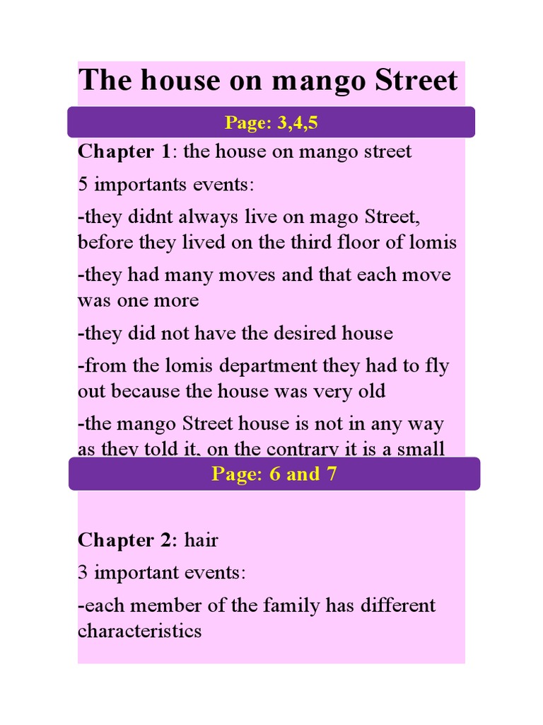 Chapter 1: The House On Mango Street | PDF | Mystery, Thriller & Crime ...