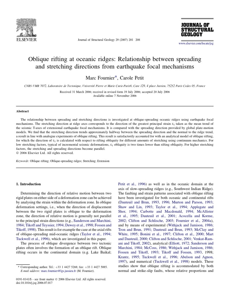2007 - Oblique Rifting at Oceanic Ridges | PDF | Fault (Geology ...