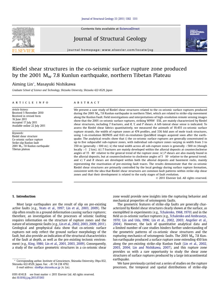 2011 - Riedell Shear Structure | PDF | Earthquakes | Fault (Geology)