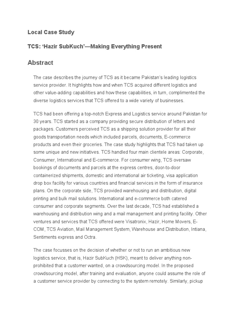 Local Case Study | PDF | Courier | Cargo