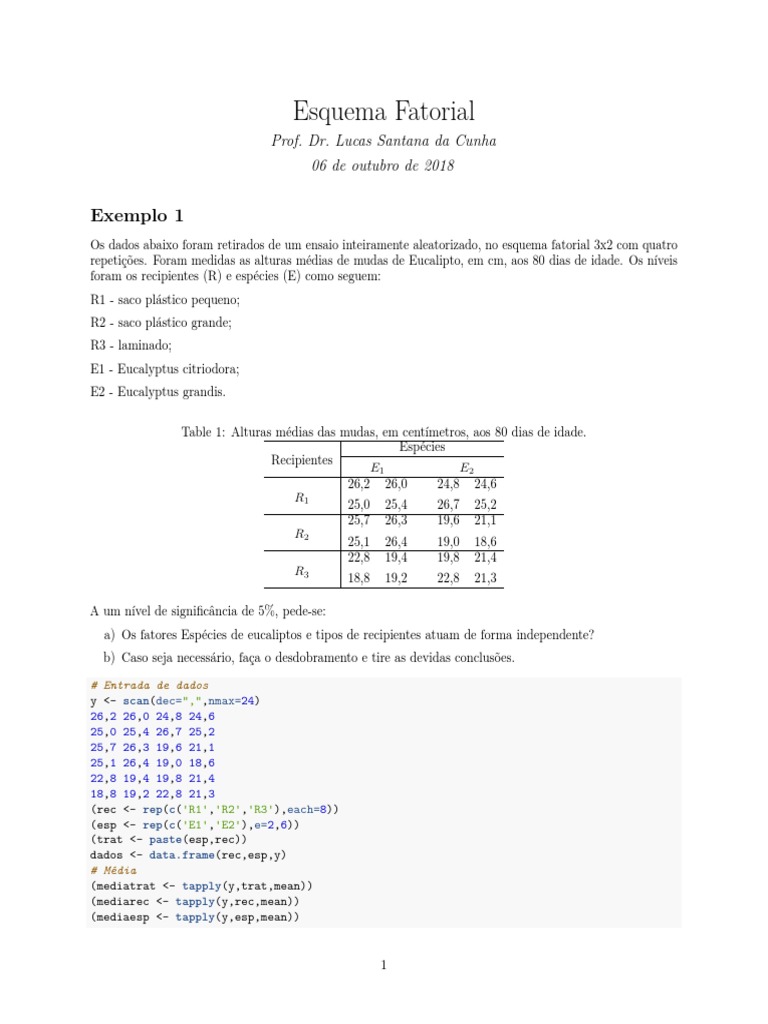 Aula 6 - Esquema Fatorial | PDF