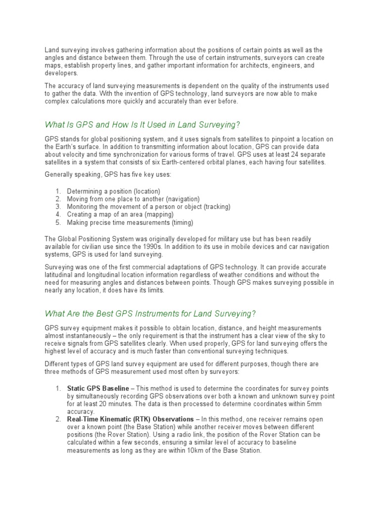 What Is GPS and How Is It Used in Land Surveying? | PDF | Surveying ...