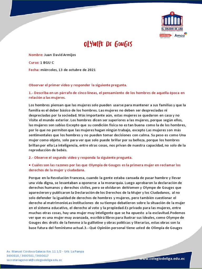 Olympe de Gouges | PDF | Mujer | Derechos humanos