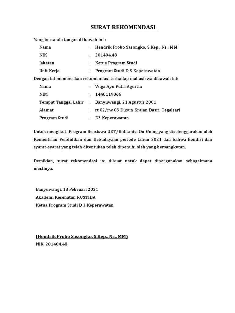 FORM-Surat-REKOM BEASISWA | PDF