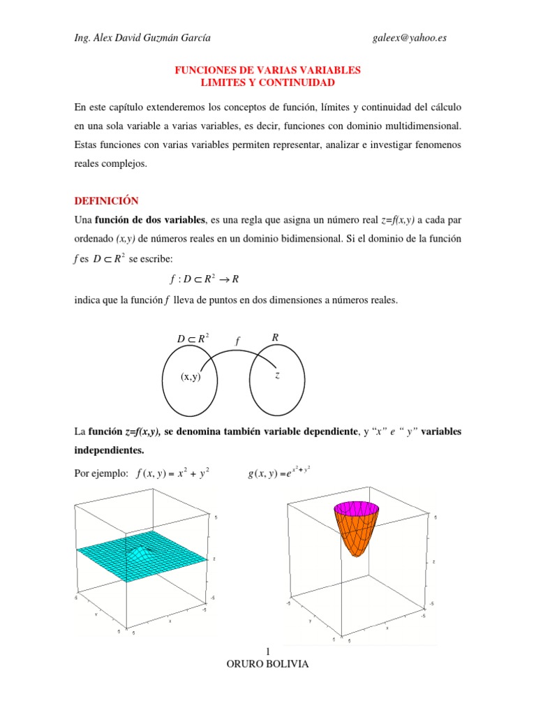 Funciones en Varias Variablesv | PDF | Límite (Matemáticas) | Función ...