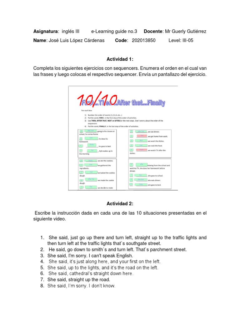 Asignatura: Inglés III E-Learning Guide No.3 Docente: MR Guerly ...