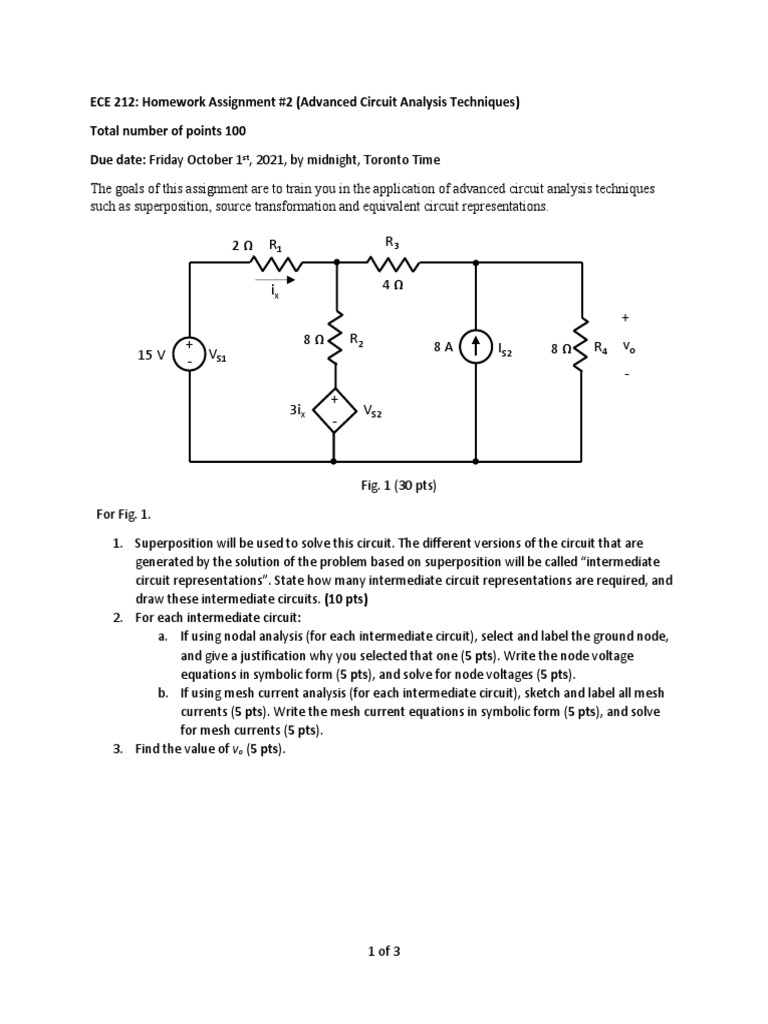 ECE 212: Homework Assignment #2 (Advanced Circuit Analysis Techniques ...