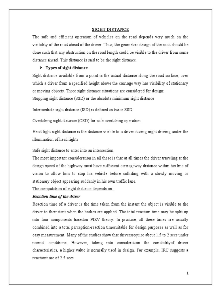 Road Safety: Sight Distance Essentials | PDF | Brake | Friction