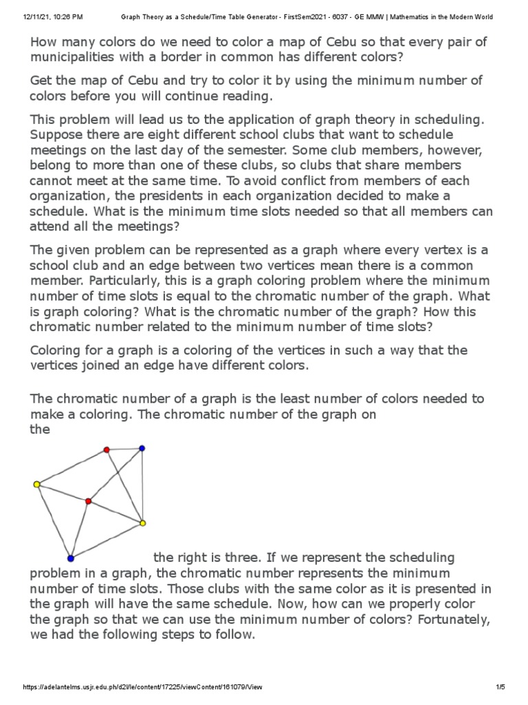 Graph Theory As A Schedule - Time Table Generator - FirstSem2021 - 6037 ...