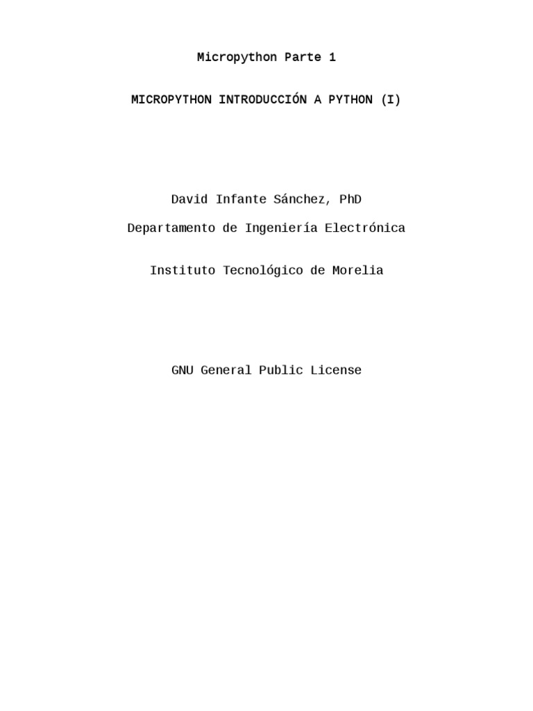 Micropython Esp32 Parte 1 Pdf Python Lenguaje De Programación