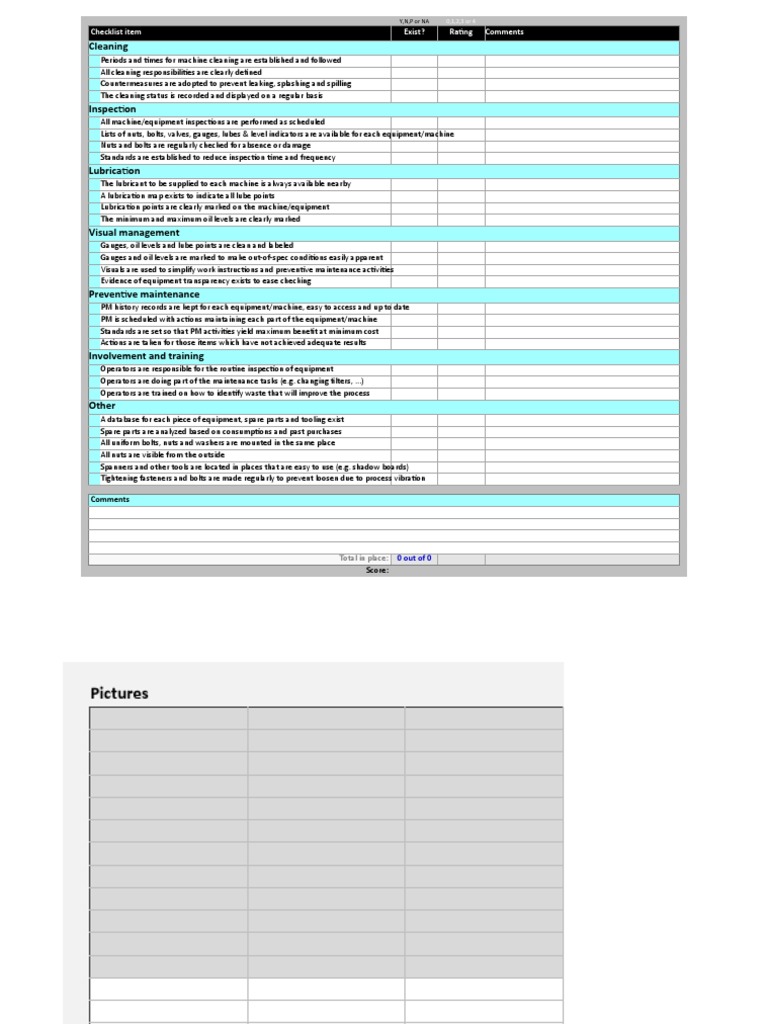Audit Checklist TPM Example | PDF | Screw | Nut (Hardware)