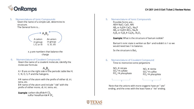 OnRamps Exit Ticket 2 Typed RN | PDF | Chemical Compounds | Molecules