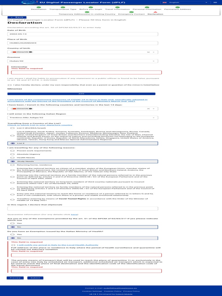 EU Digital Passenger Locator Form (DPLF) | PDF | Government ...