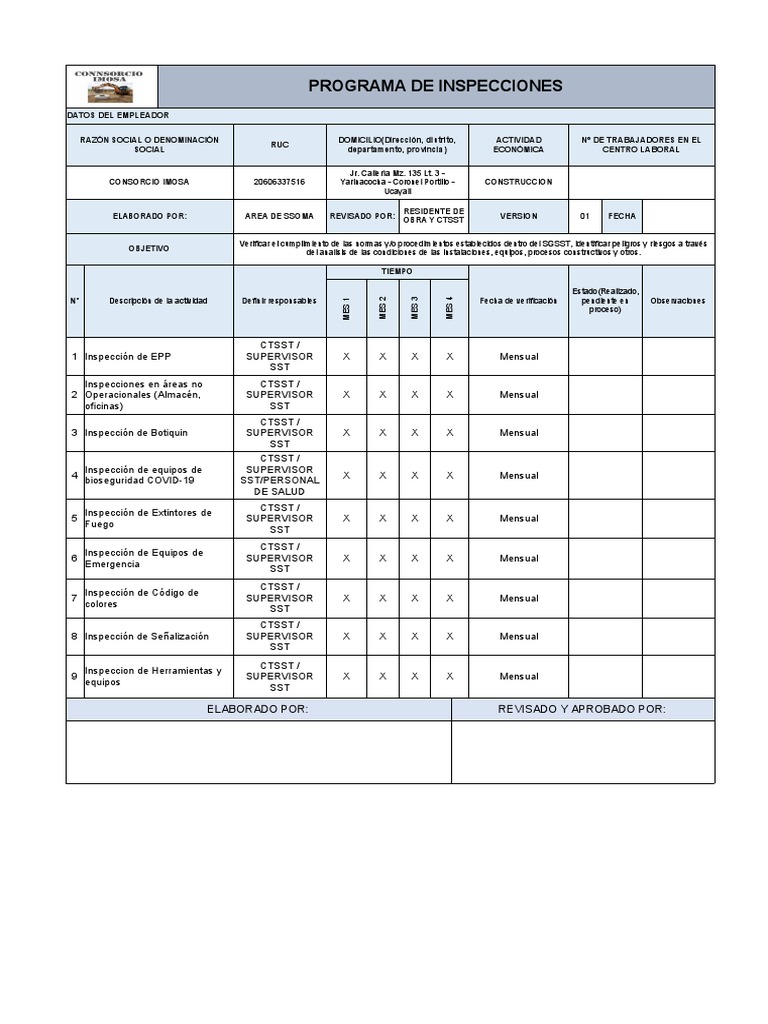Programa de Inspeccion | PDF