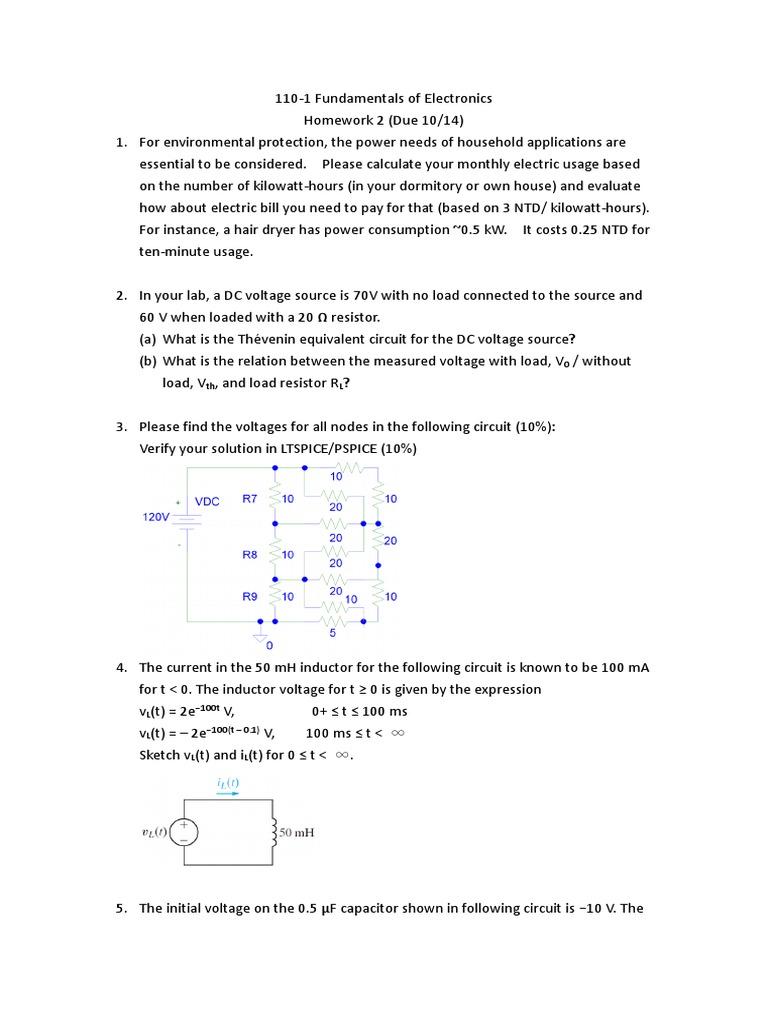 HW2 | PDF | Electrical Network | Inductor