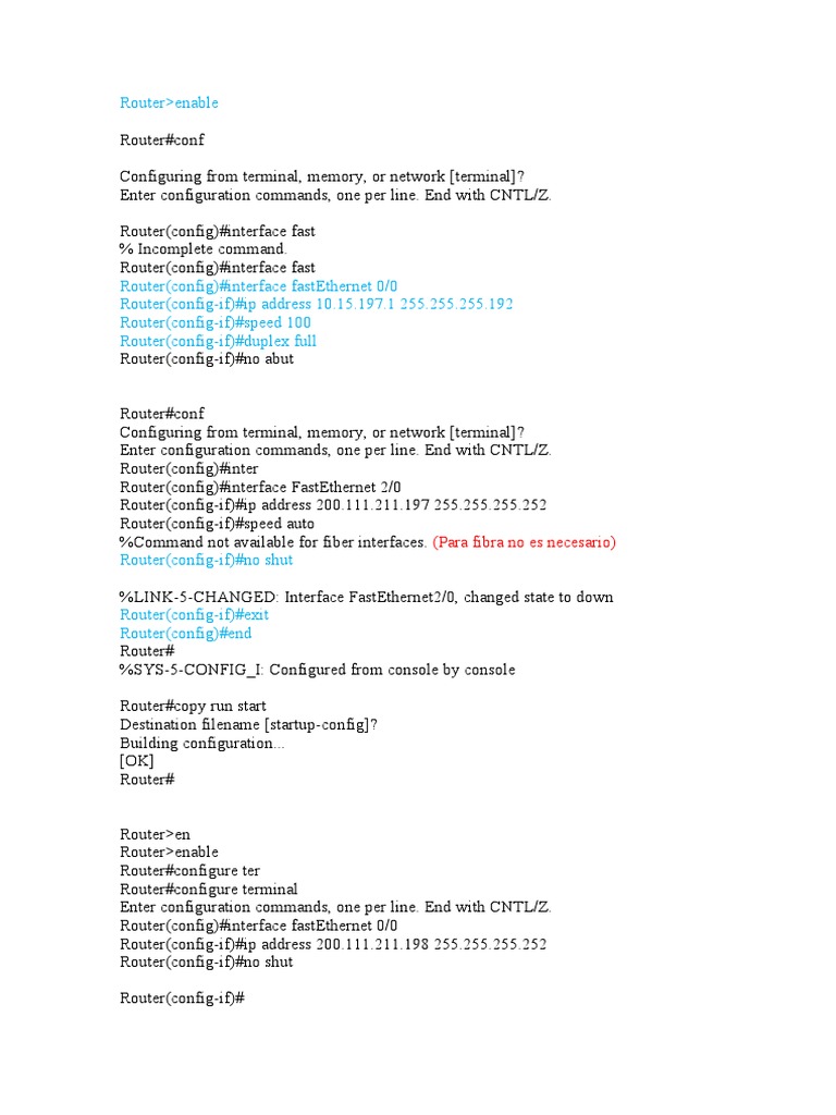 Guía de Configuración de Router | PDF | Router (Computing) | Command ...