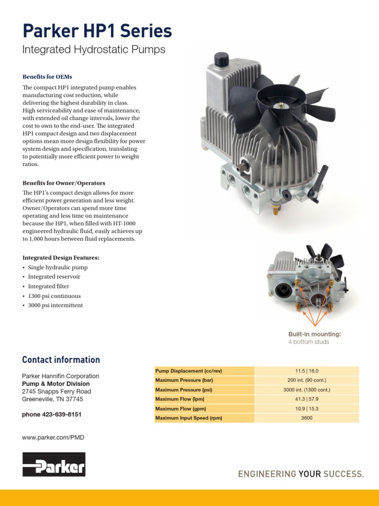Hp1 Sales Sheet Final | PDF | Pump | Engines