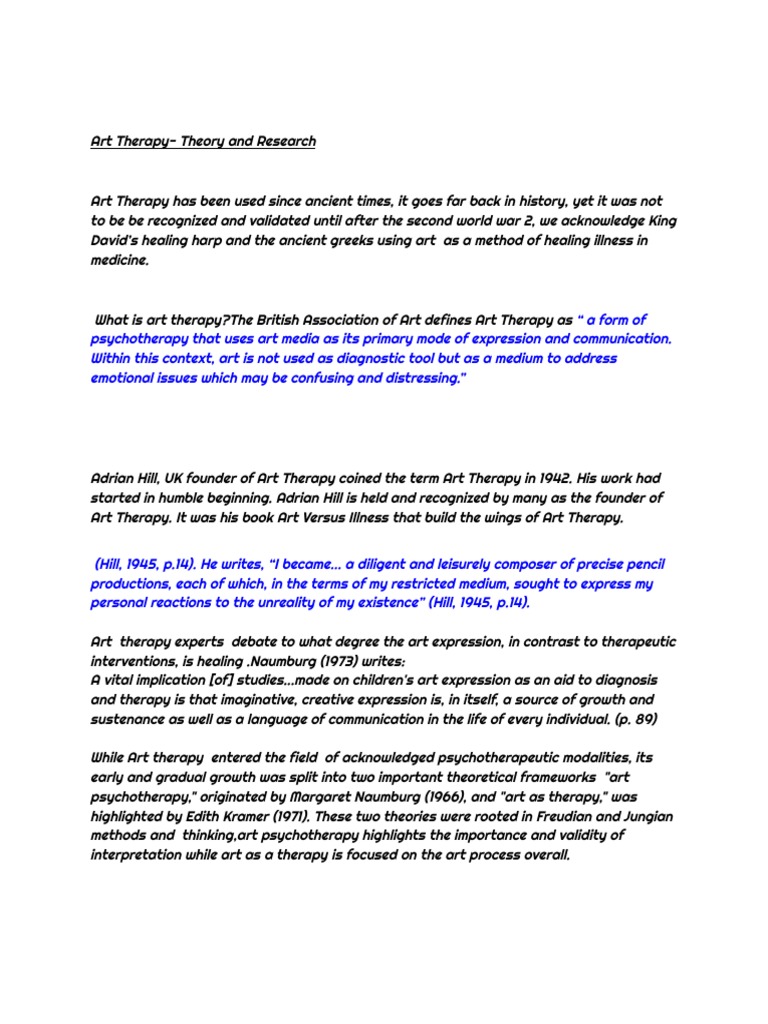 Art Therapy Theory & Research | PDF | Art Therapy | Psychotherapy