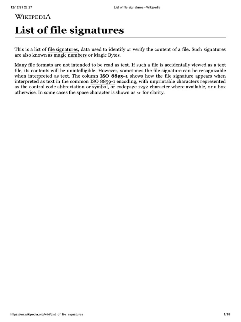 List of File Signatures | PDF