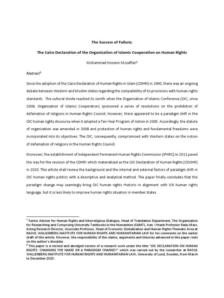 The Success of Failure The Cairo Declaration of The Organization of ...