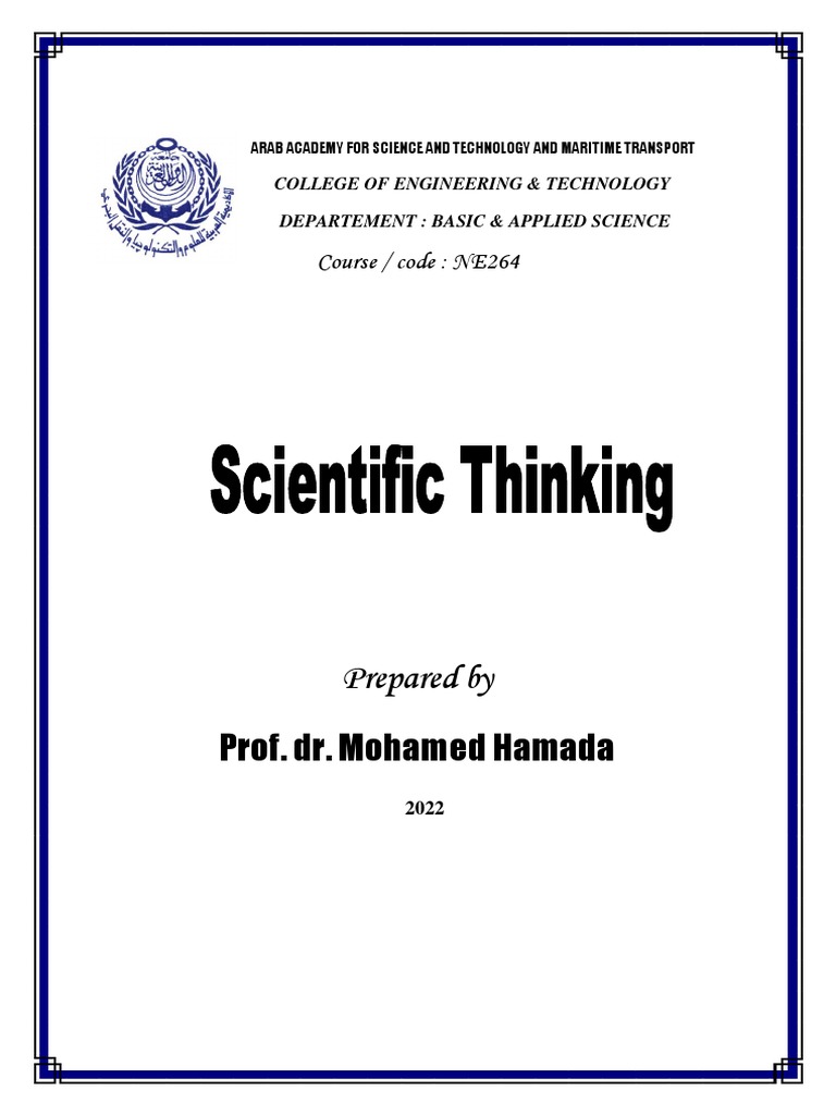 Scientific Thinking 2022 | PDF | Critical Thinking | Scientific Method