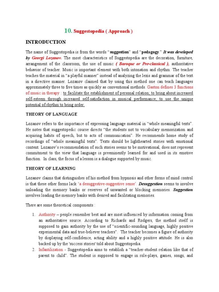 Suggestopedia: Accelerated Language Learning | PDF | Cognition ...