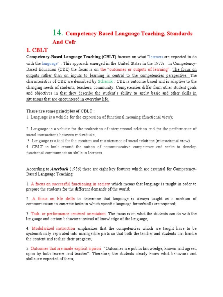 Competency-Based Language Teaching, Standards and Cefr | Download Free ...