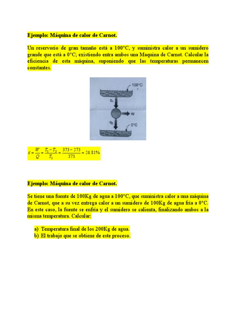 Clase+7+ Ejercicios+maquina+de+carnot | PDF | Calor | Temperatura