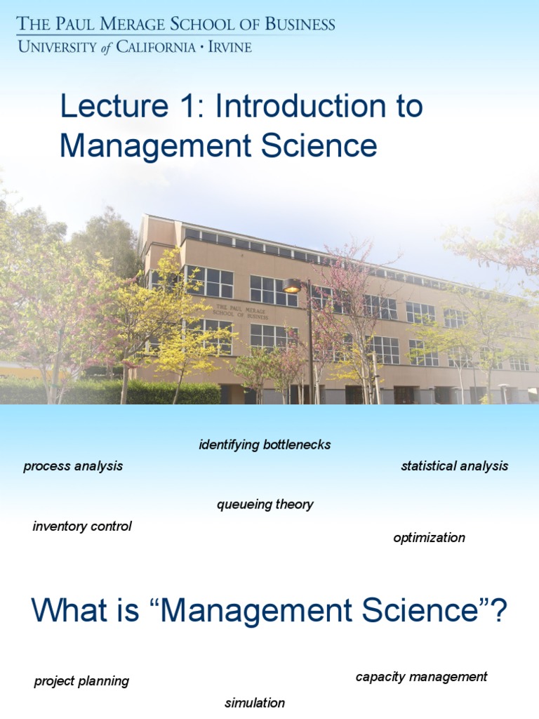 Lecture 1: Introduction To Management Science | PDF | Science ...