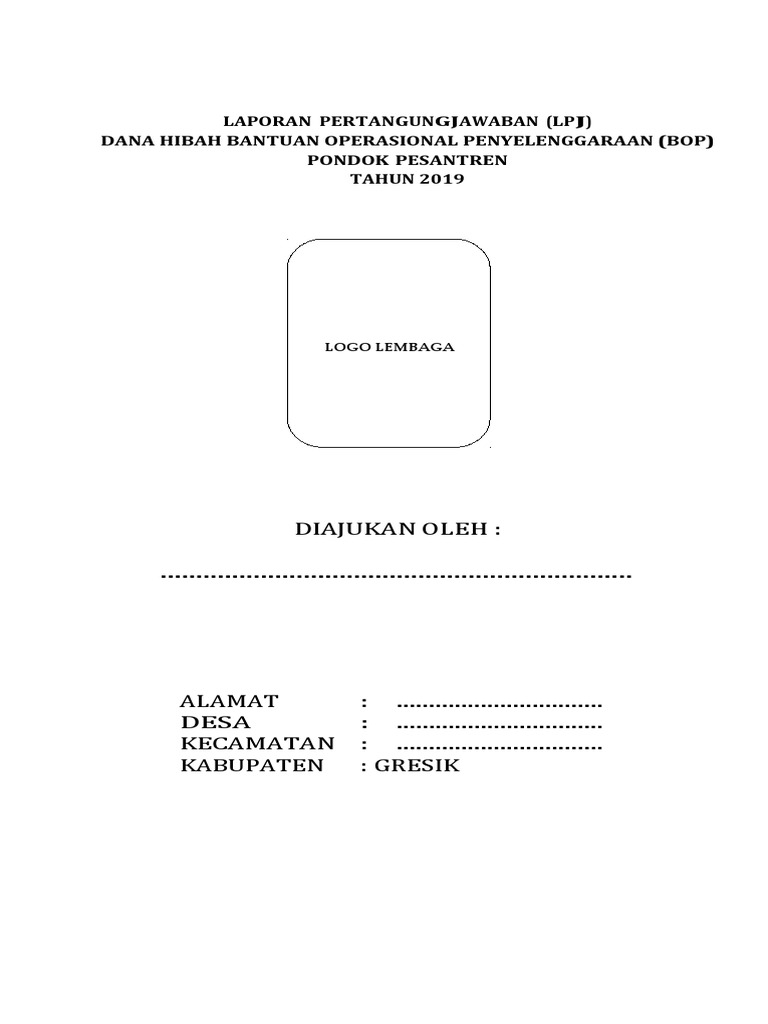 Contoh SPJ Bop Ponpes 2019 | PDF