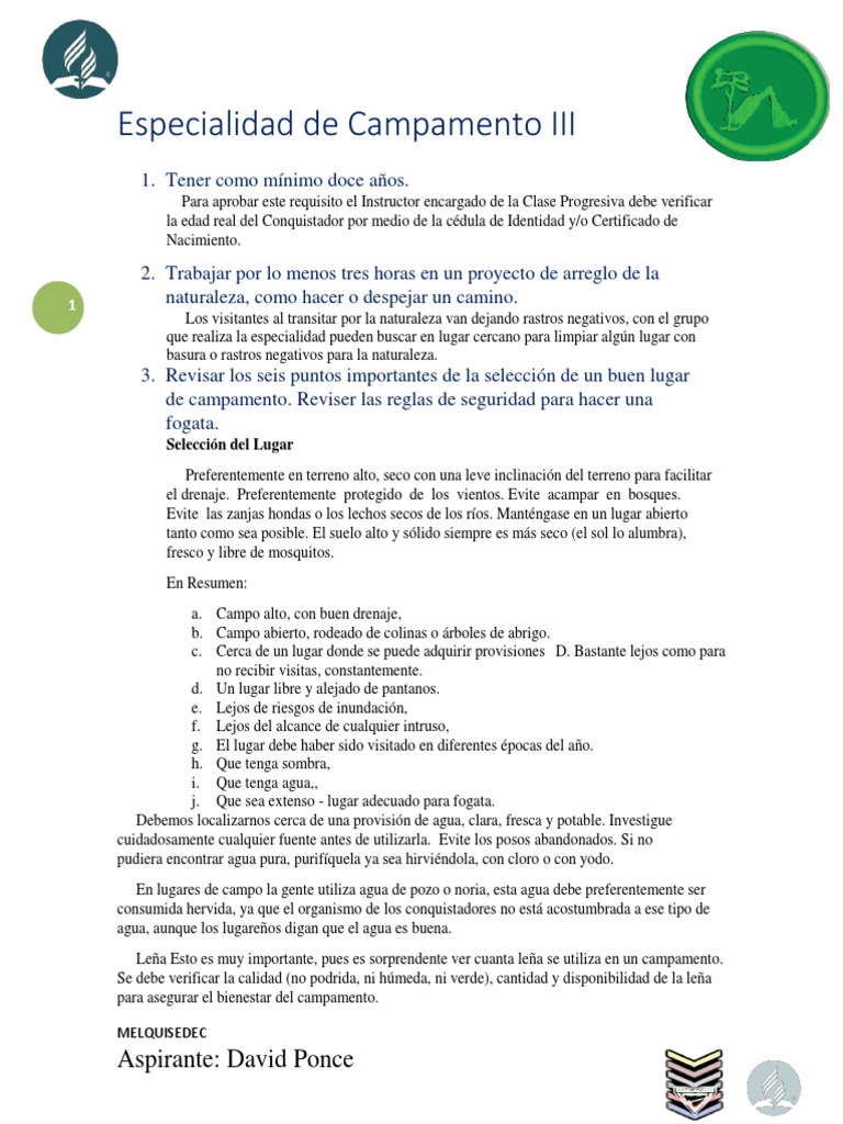 Especialidad de Campamento Iii | Descargar gratis PDF | Cuchillo | Ducha