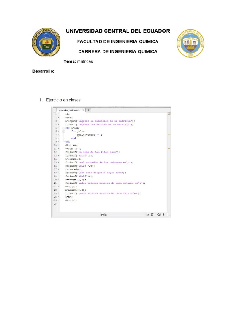 Ejercicios Con Matrices en Matlab | PDF