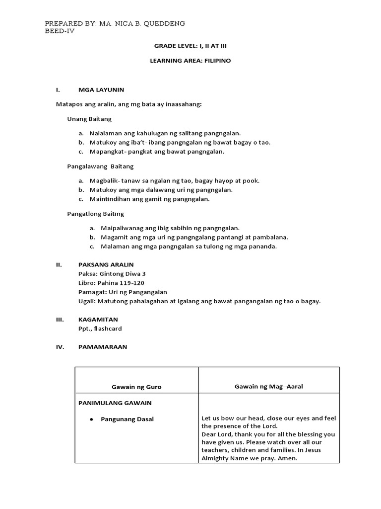 Multigrade Filipino DLP | PDF
