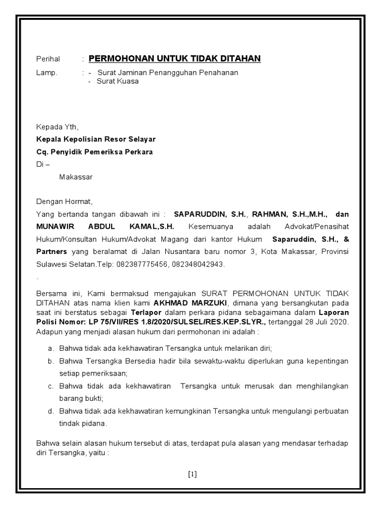 Permohonan Tidak Ditahan | PDF