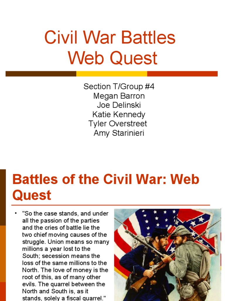 Civil War Battles Web Quest Overview | PDF | American Civil War ...