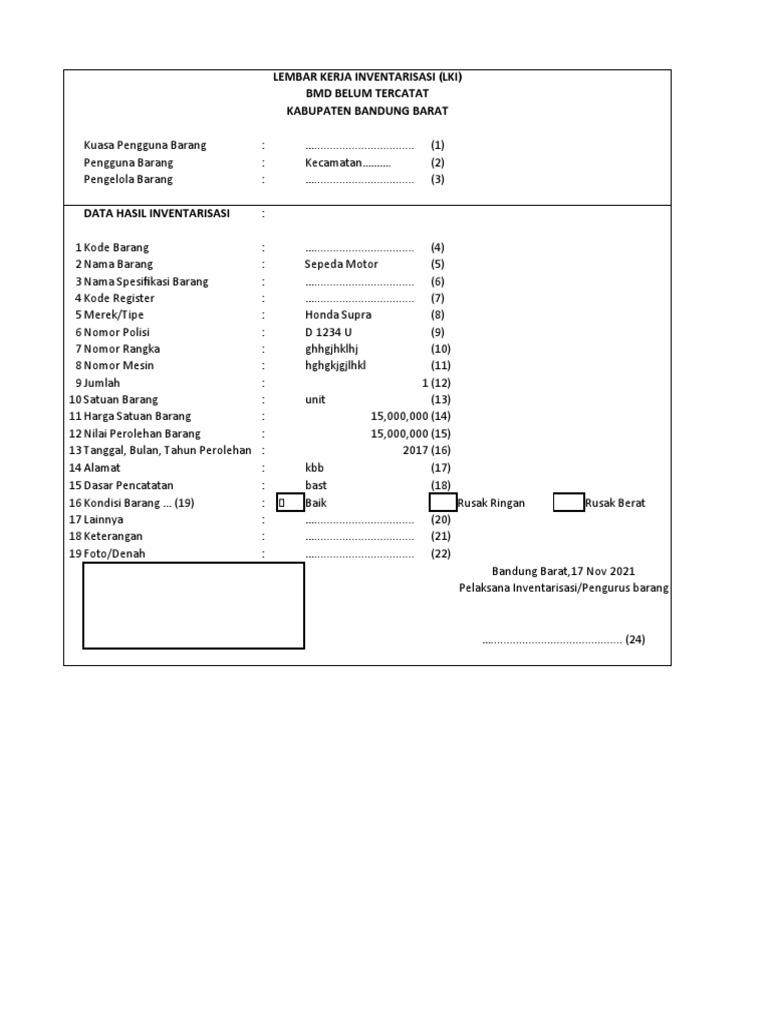 Contoh Pengisian LHI | PDF