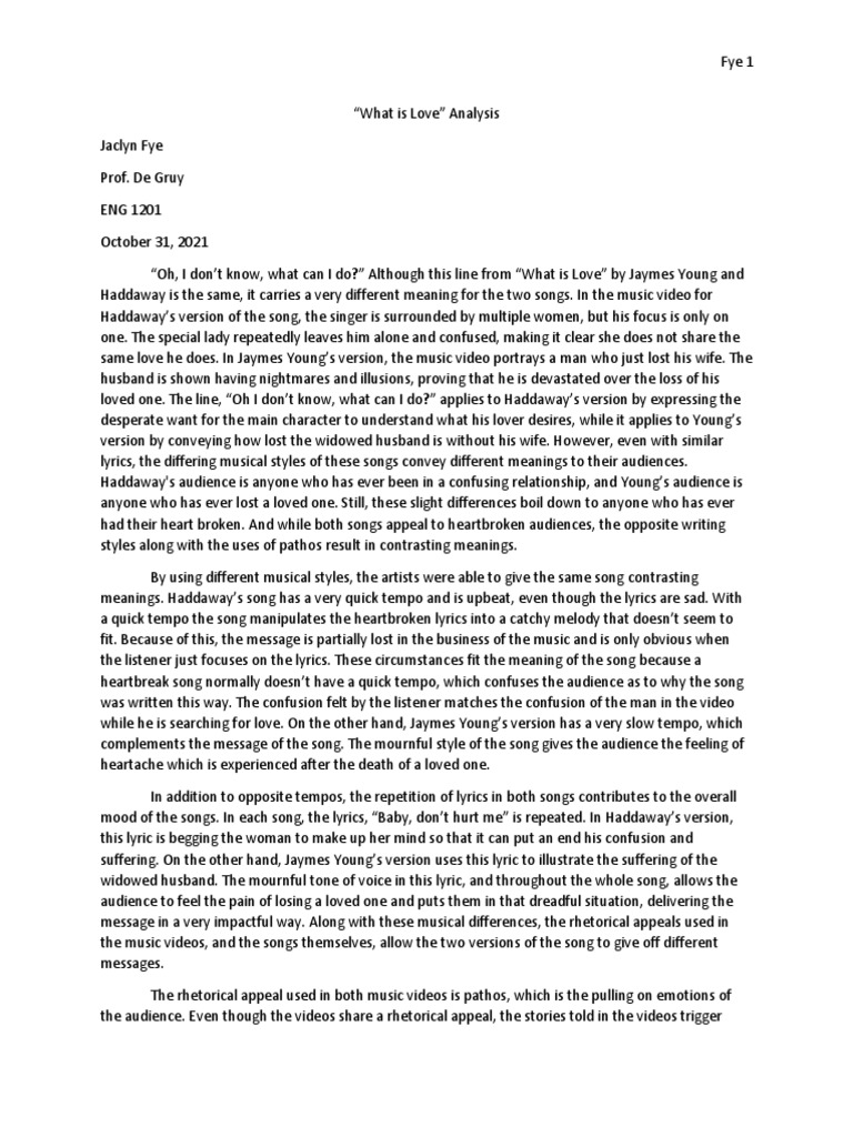 Analysis Essay-What Is Love | PDF | Songs | Emotions